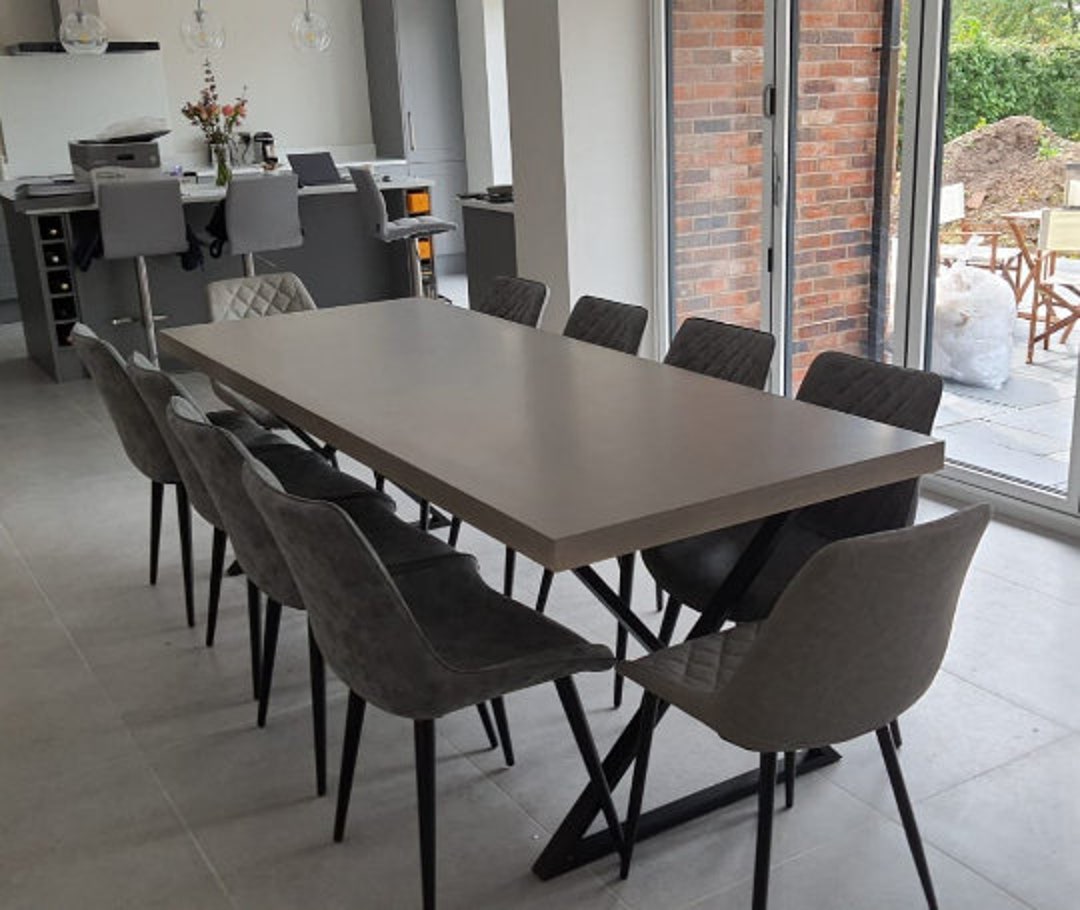 Polished Concrete Dining Table /heavy Duty Steel Frame With Legs Shape ...