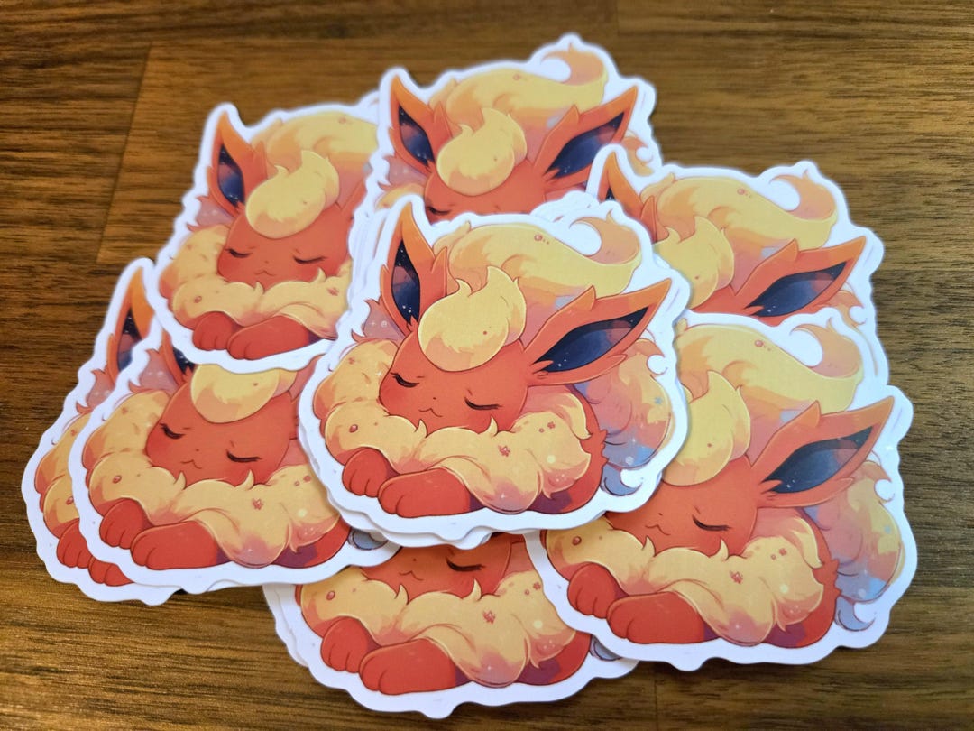 Kawaii Flareon Sticker Waterproof Matte Vinyl 2.5 Pokemon Eeveelution ...