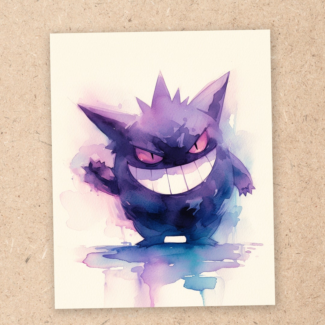 Gengar, Watercolor Pokemon, 4x6 Art Print, Pokemon Art Print, Anime Art ...