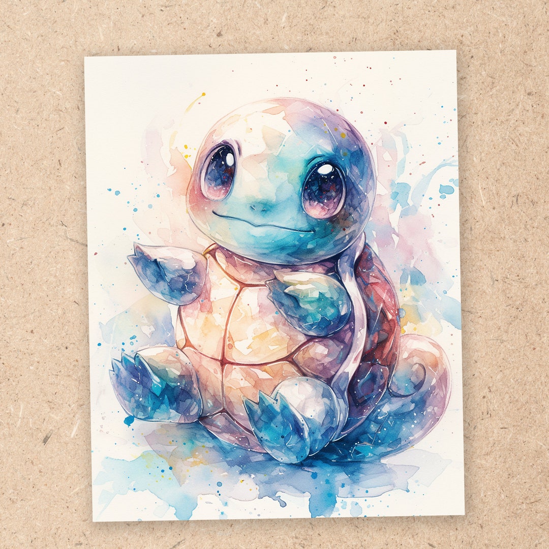 Squirtle, Watercolor Pokemon, 4x6 Art Print, Pokemon Art Print, Anime ...