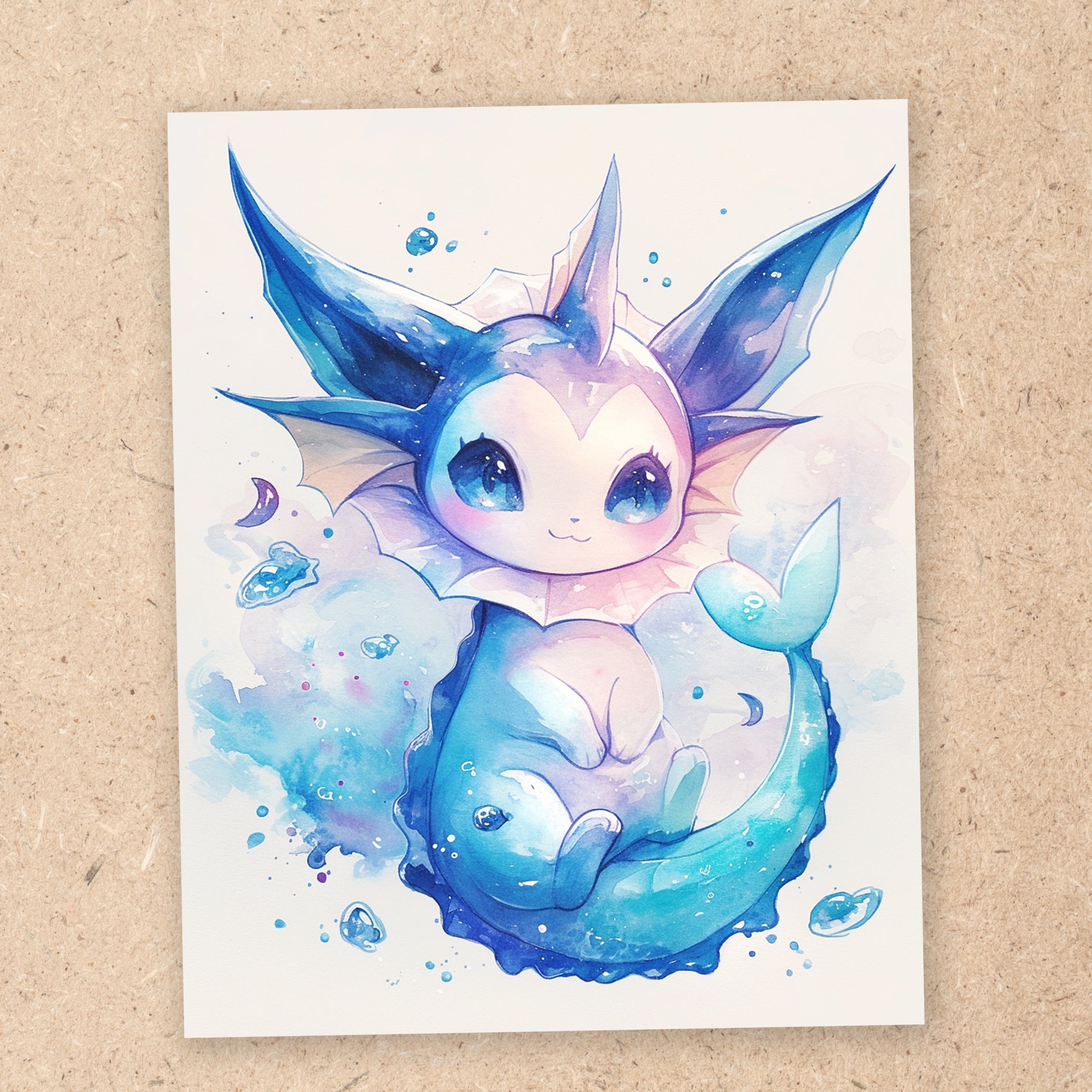 Vaporeon, Watercolor Pokemon, 4x6 Art Print, Pokemon Art Print, Anime ...