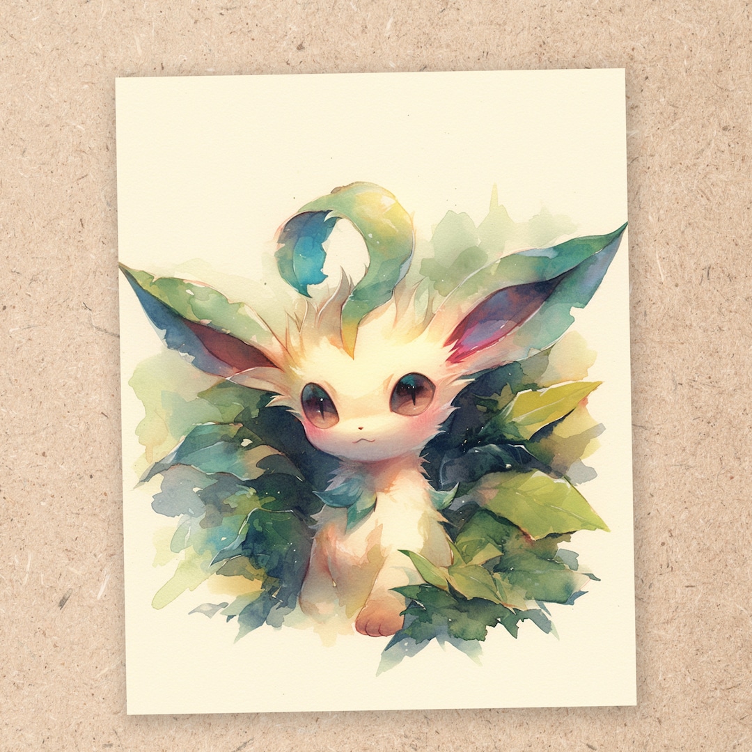 Leafeon, Watercolor Pokemon, 4x6 Art Print, Pokemon Art Print, Anime ...
