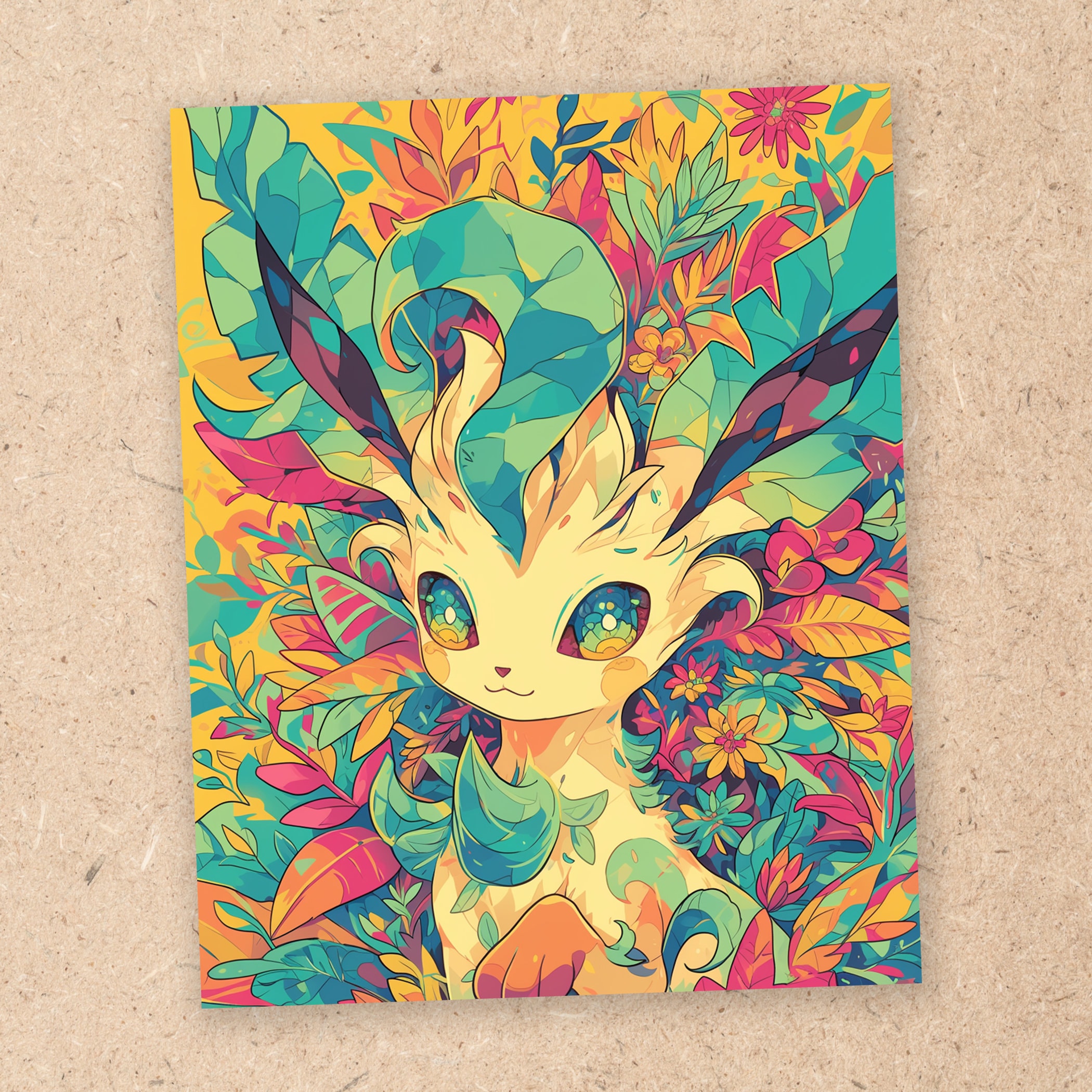 Leafeon, Pokemon, 4x6 Art Print, Pokemon Art Print, Anime Art Print ...