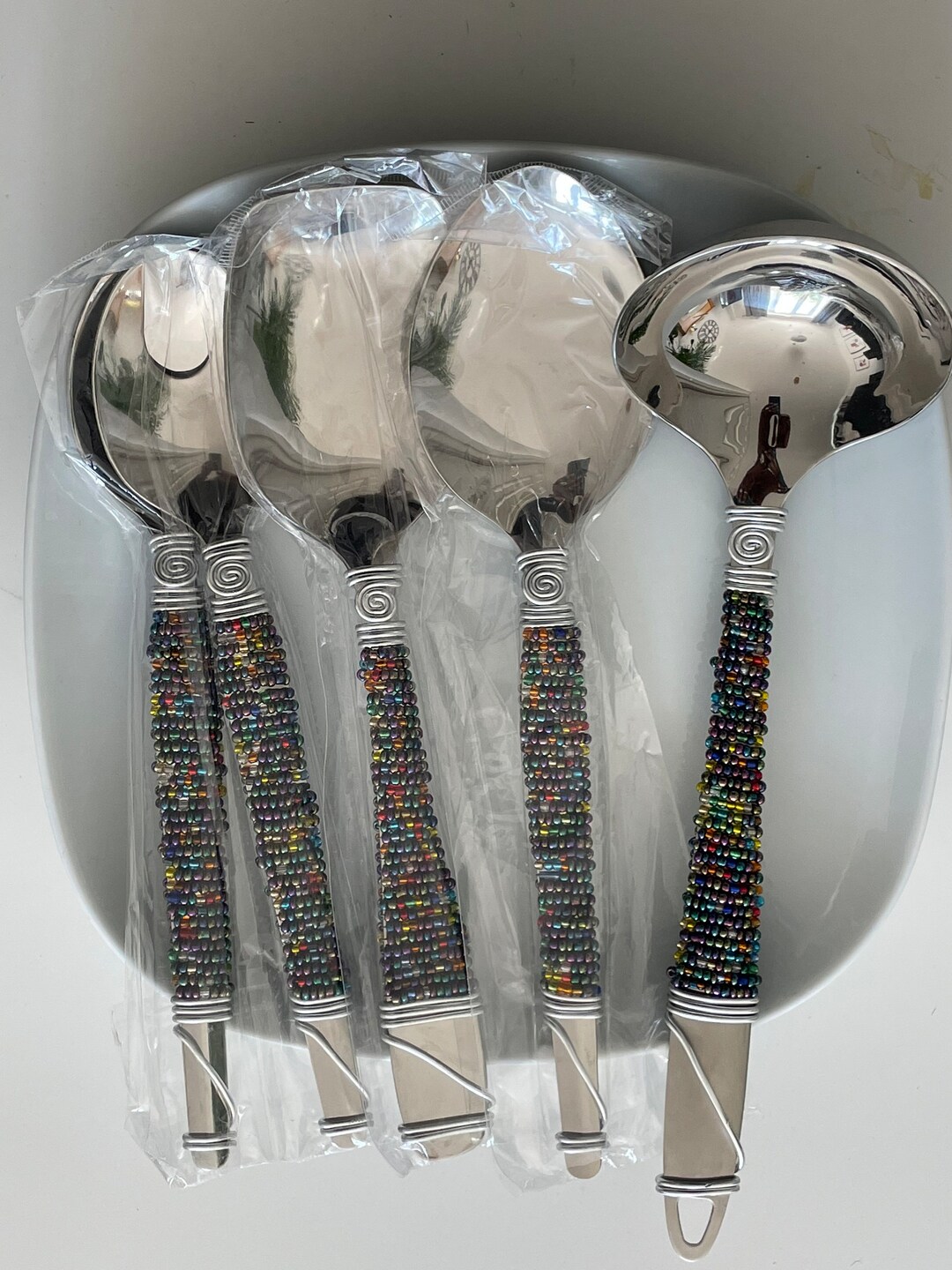 A Set of 5 Beaded Serving Spoons - Etsy UK