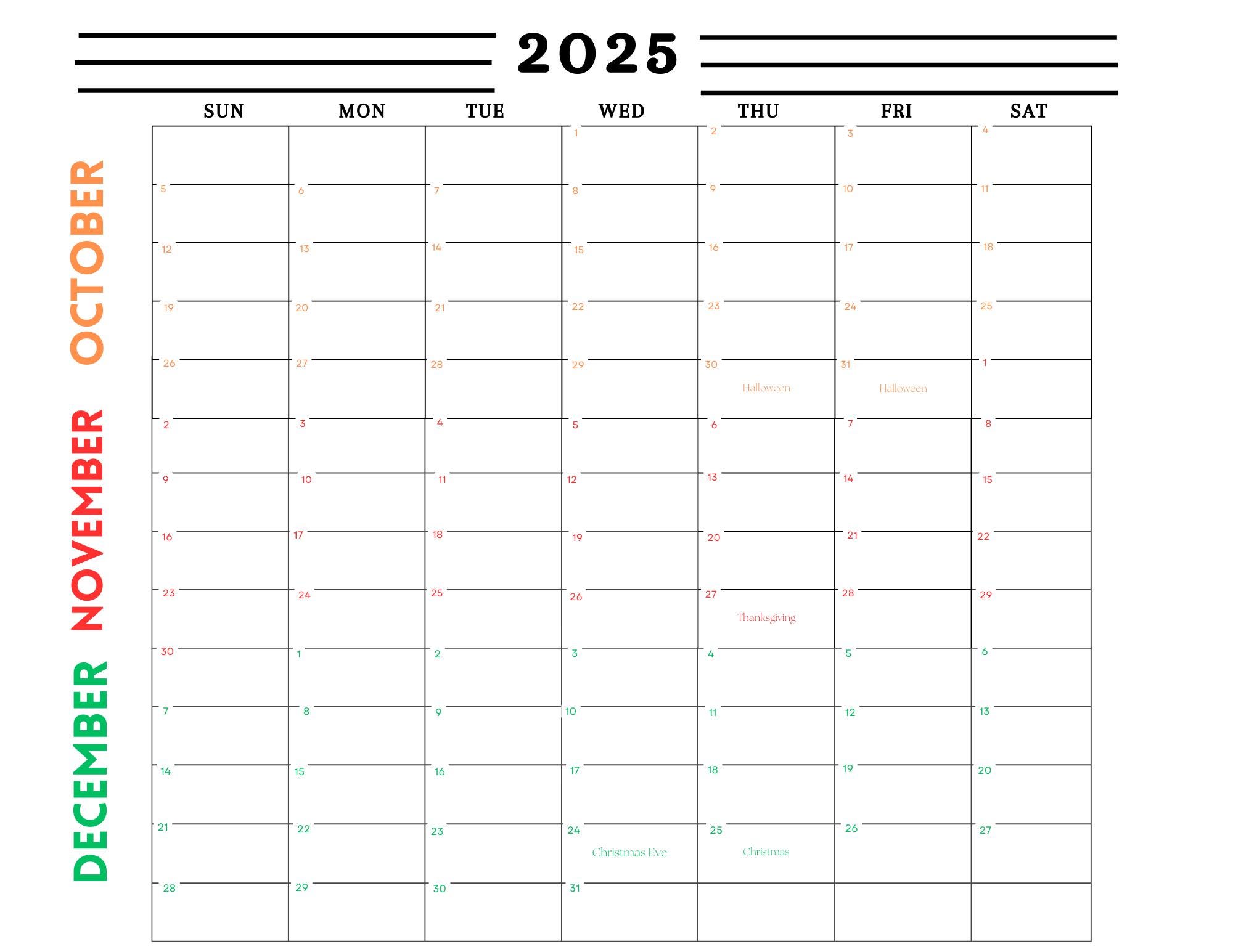 PDF 12-month Calendar Page for Organization and Events in 2025 - Etsy