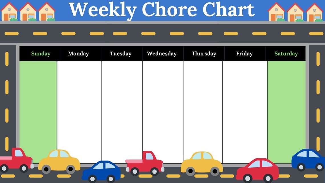 PDF Printable Chore Chart for Young Kids - 7-day Chore Chart Calendar ...
