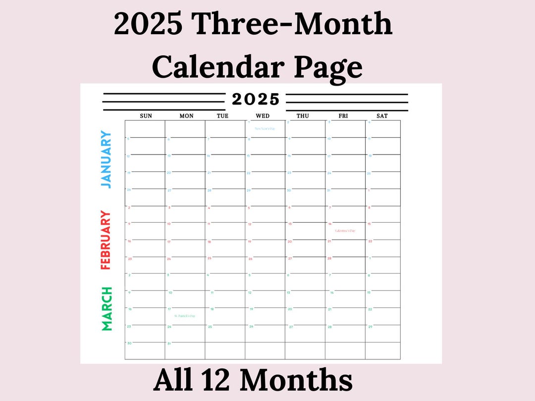 PDF 12-month Calendar Page for Organization and Events in 2025 - Etsy