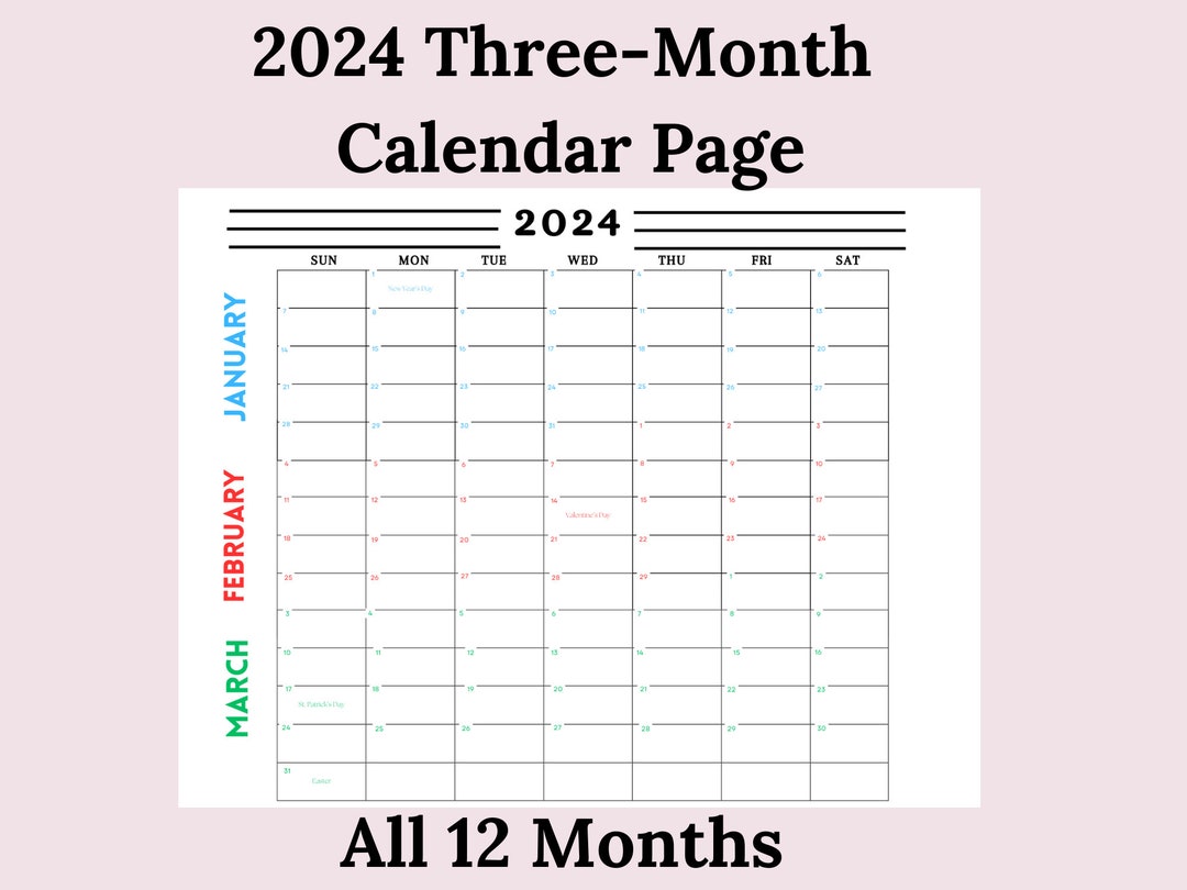PDF 12-month Calendar Page for Organization and Events in 2024 - Etsy