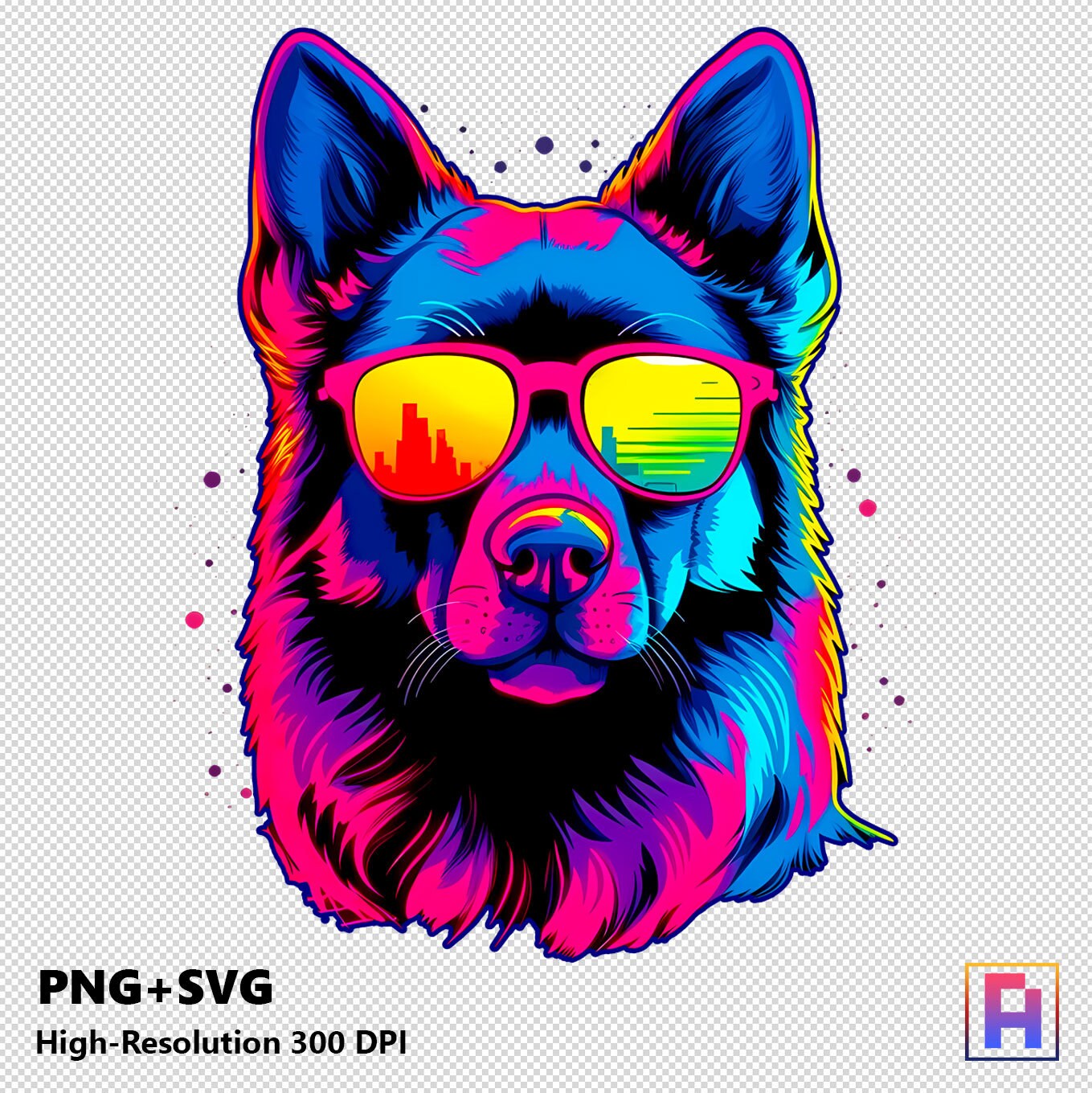 Synthwave German Shepherd SVG & PNG Digital Art for Custom - Etsy