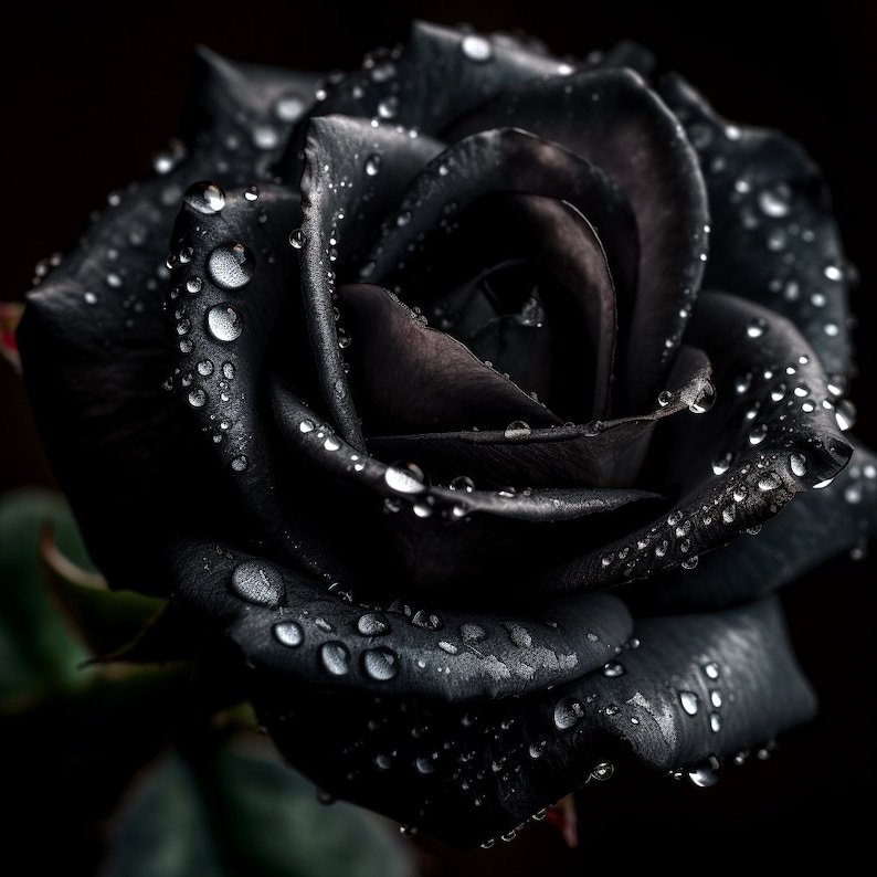 Black Rose Digital Art, Raindrop Detailed Close-up, High Resolution ...