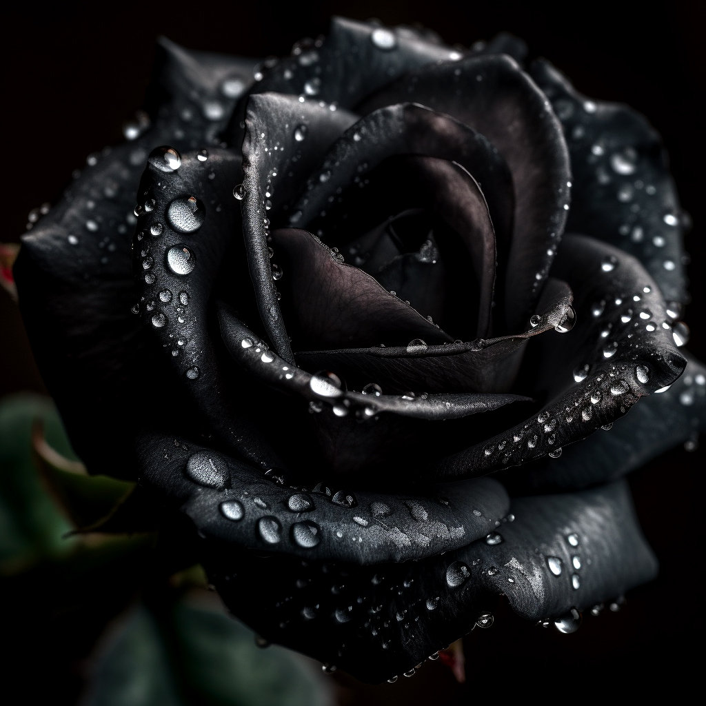 Black Rose Digital Art, Raindrop Detailed Close-up, High Resolution ...