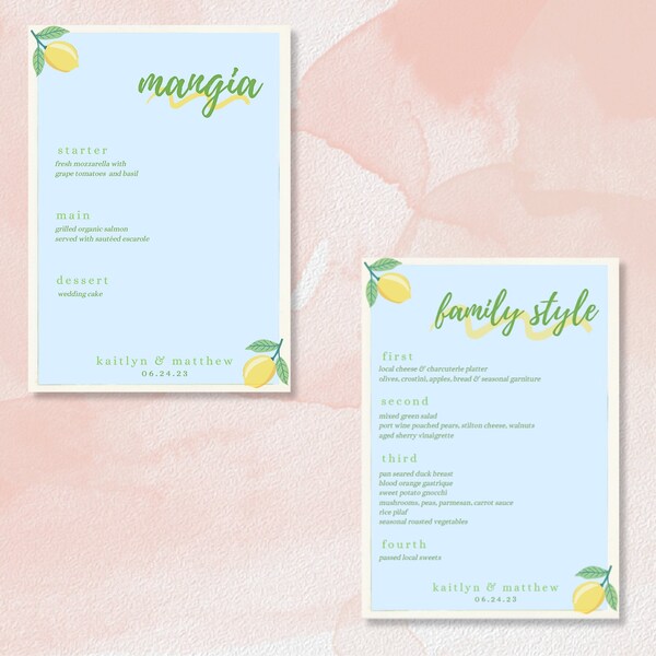 Capri Menu Template - Etsy