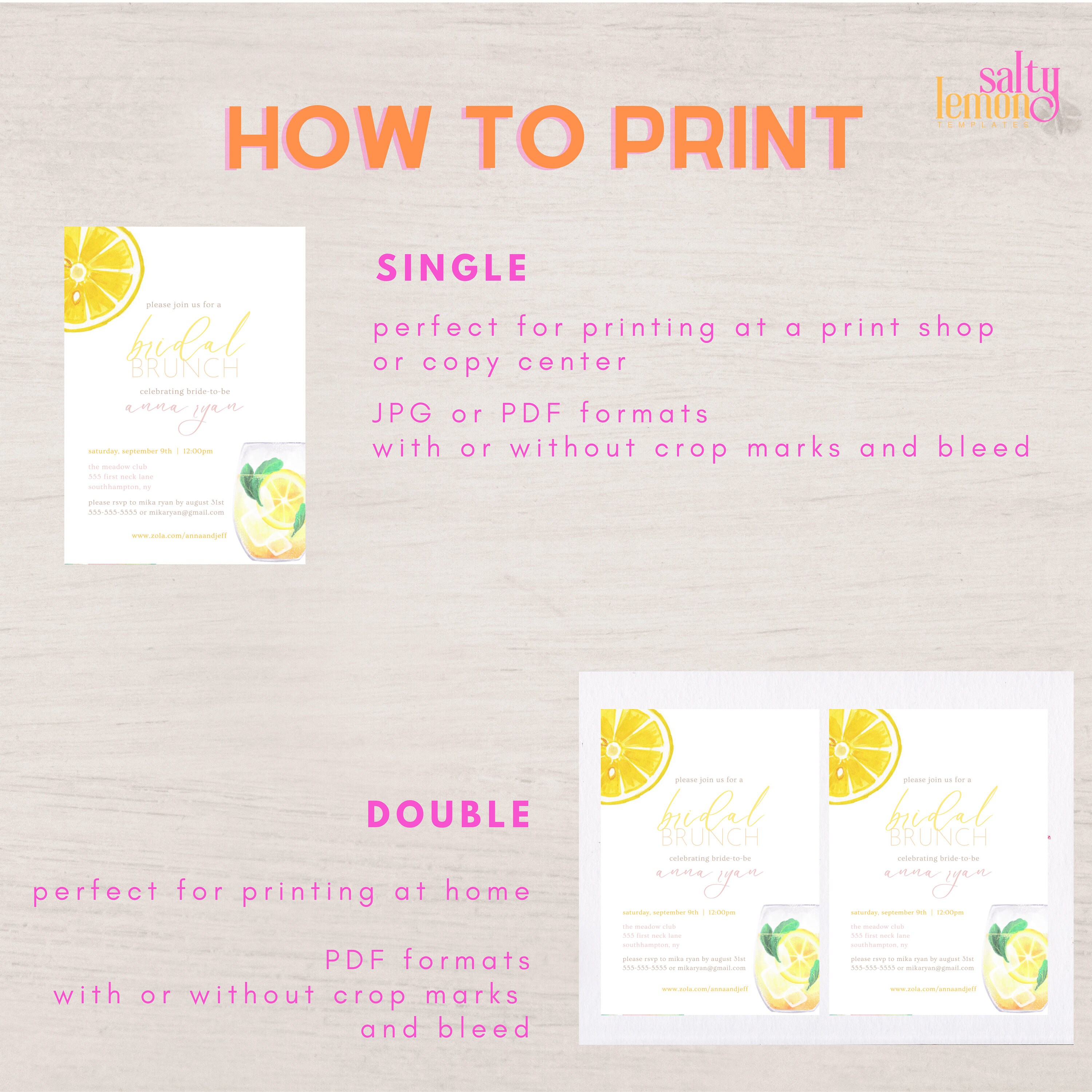 Lemon Bridal Shower Invite Template, Citrus Bridal Shower Invitation ...