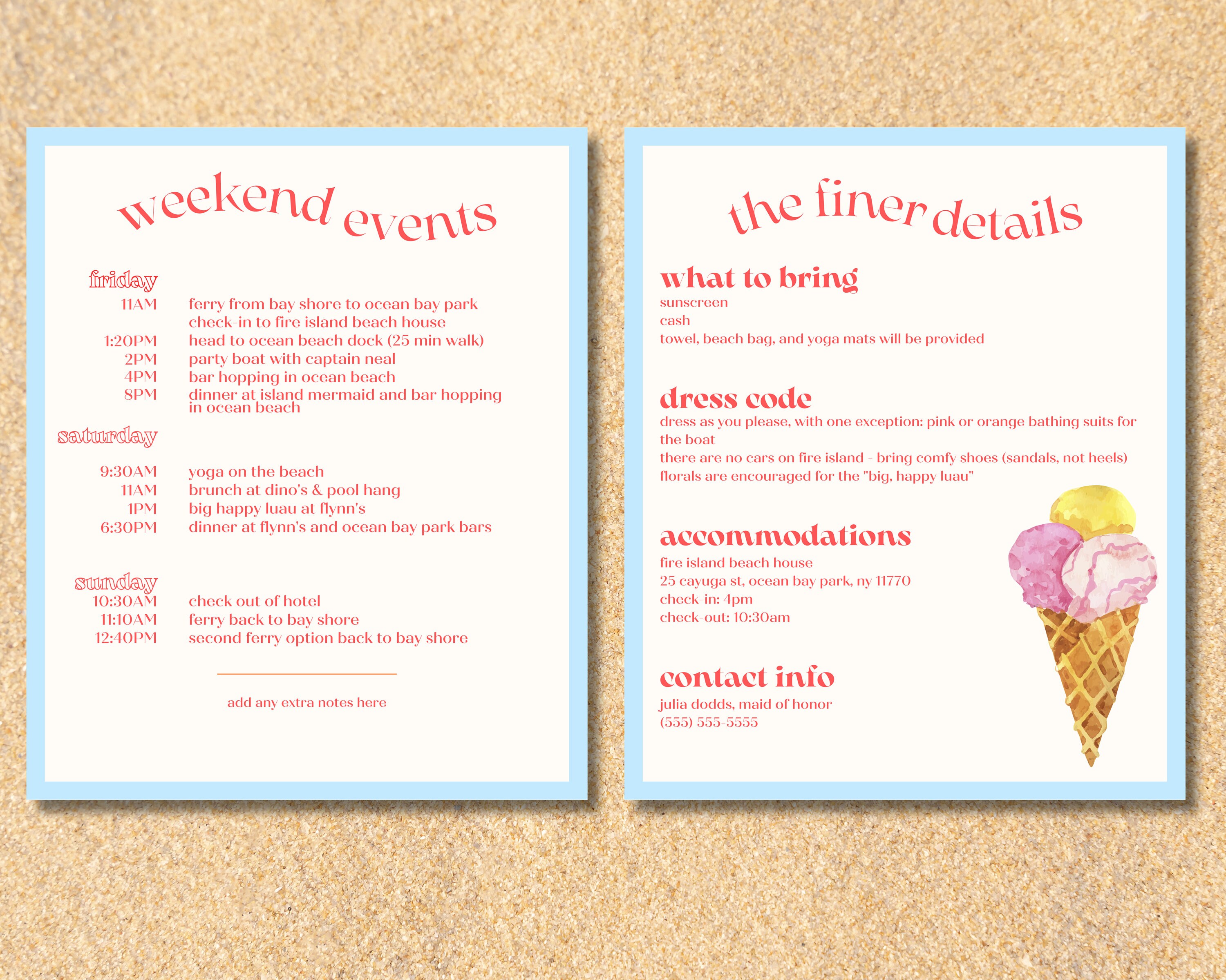 Bachelorette Itinerary Template, Beach Bash Editable on Canva ...