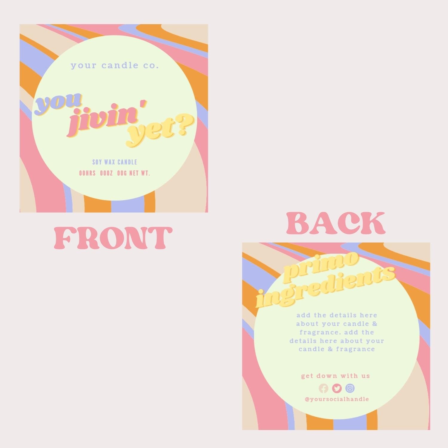 Printable Candle Labels Template, Retro Candle Label Design, Dope ...