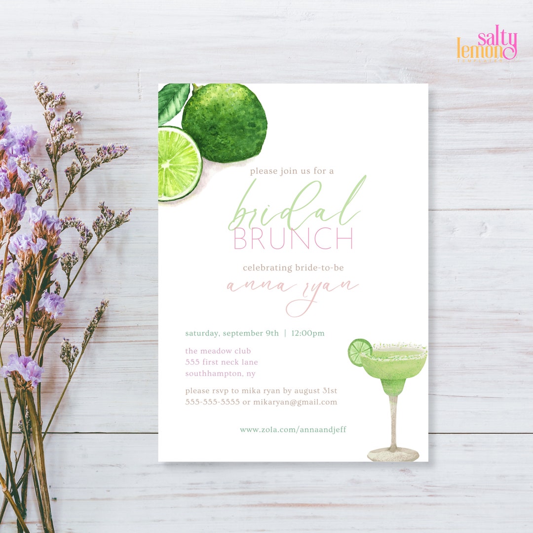 Lime Bridal Shower Invite Template, Citrus Bridal Shower Invitation ...