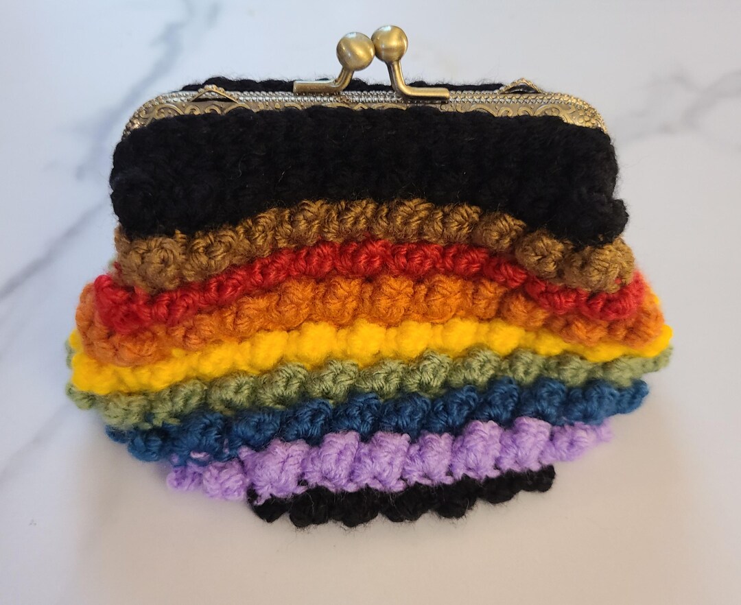 Prideful Crocheted Coin Purse in Pride Flag Colors - Etsy