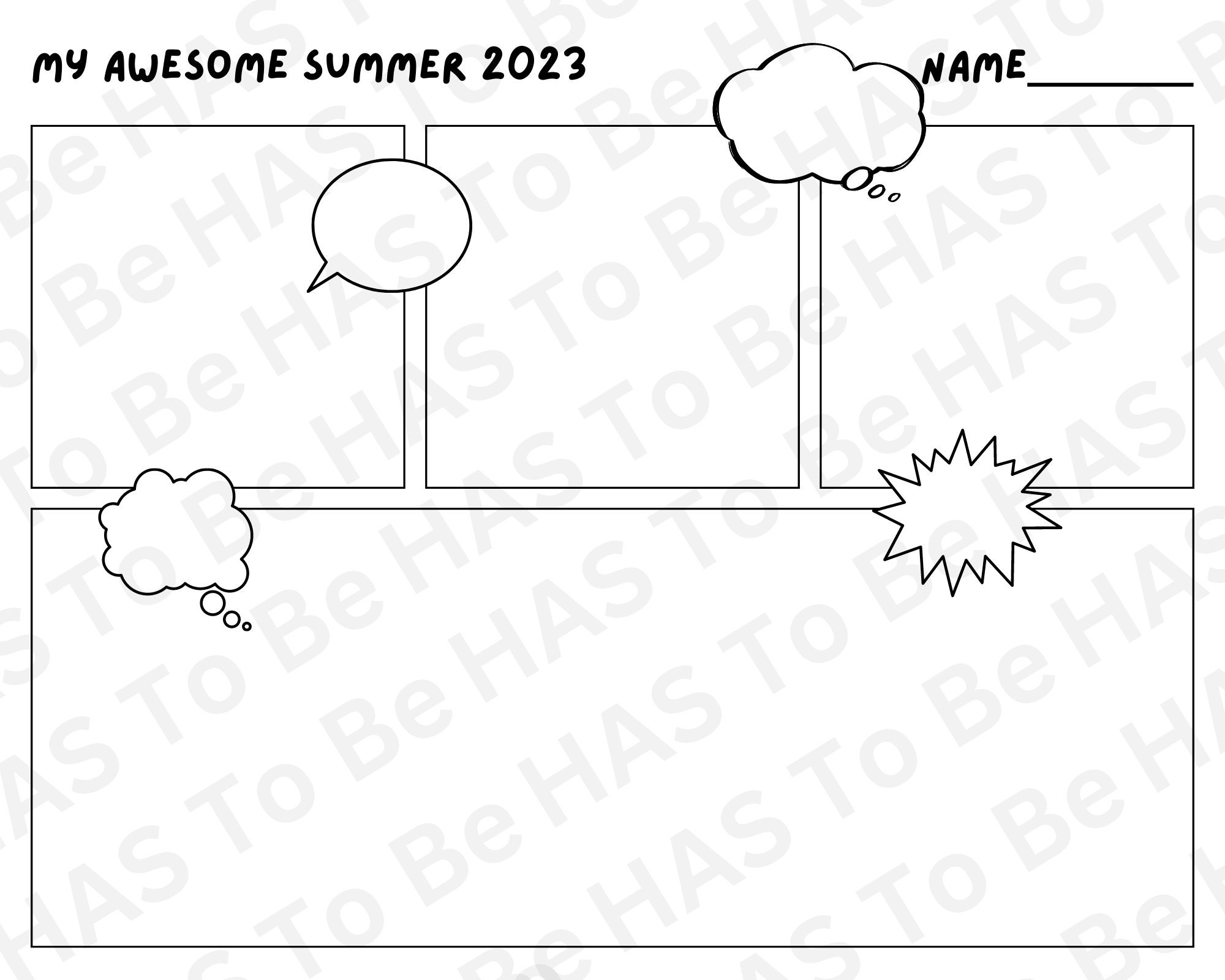 Comic Strip Worksheet for Back to School, Tell Me About Your Summer ...