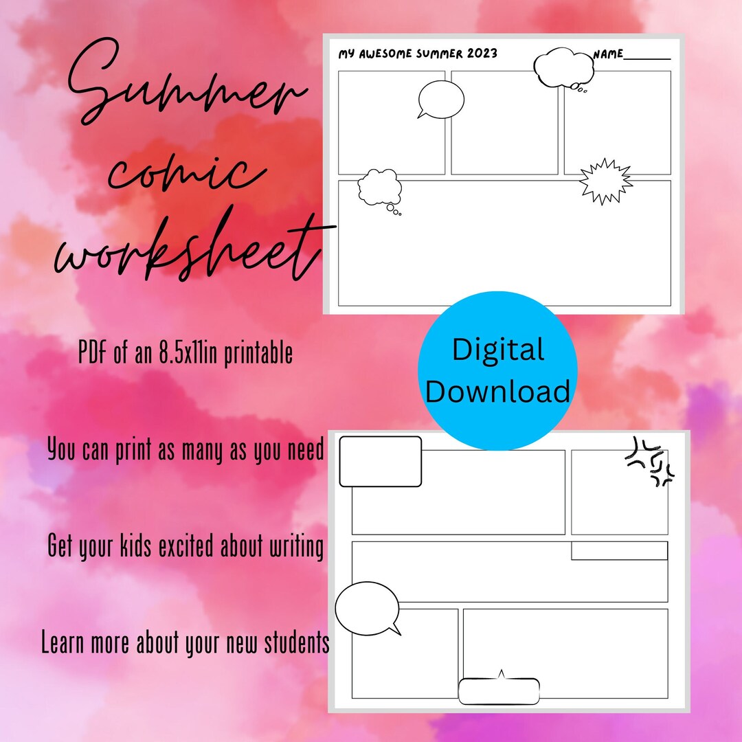 Comic Strip Worksheet for Back to School, Tell Me About Your Summer ...