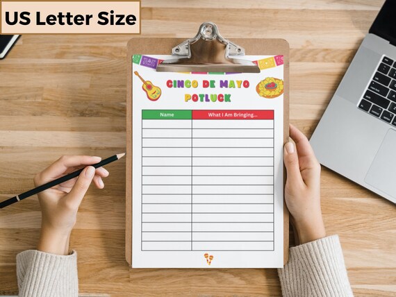 Cinco De Mayo Potluck Sign Up Sheet Printable