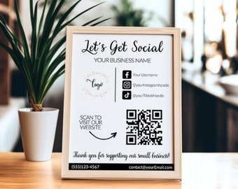 Connect With Us Social Media Sign Editable QR Code Sign - Etsy