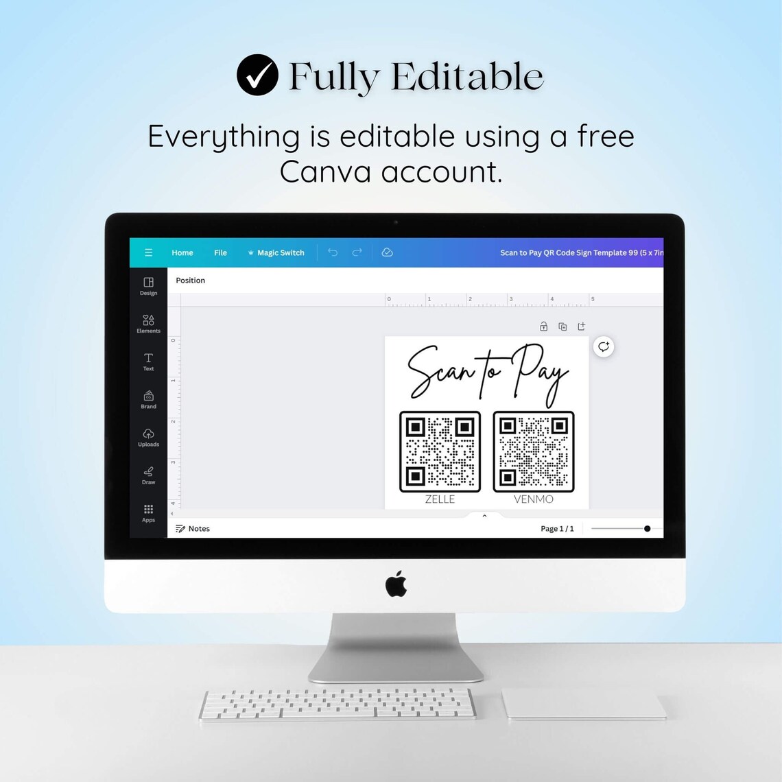 QR Code Sign, Editable Scan to Pay Template,, Printable Payment Sign ...