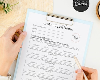 REAL ESTATE BROKER, Open House Form, Printable Questionnaire Open House ...