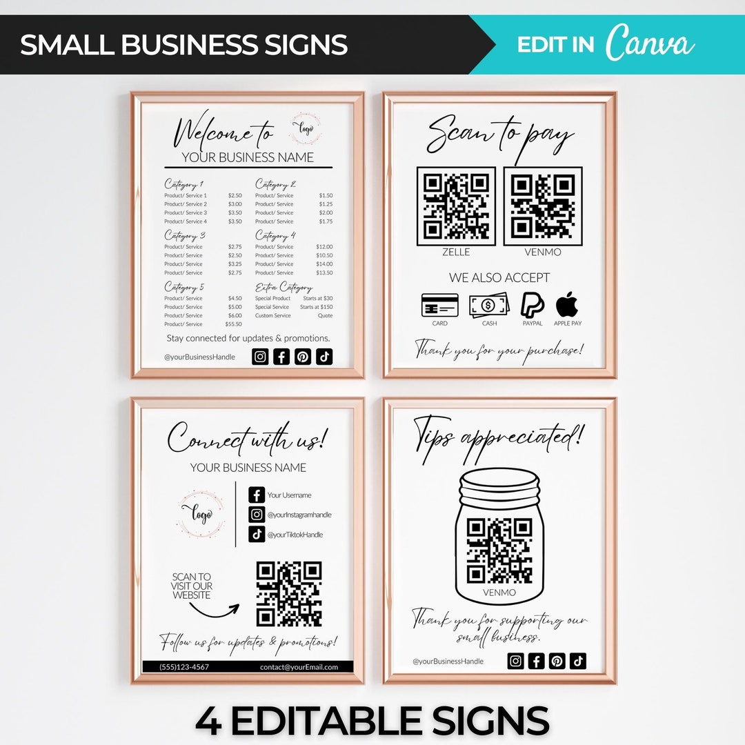 QR Code Sign Bundle Social Media Sign Template Custom - Etsy Australia