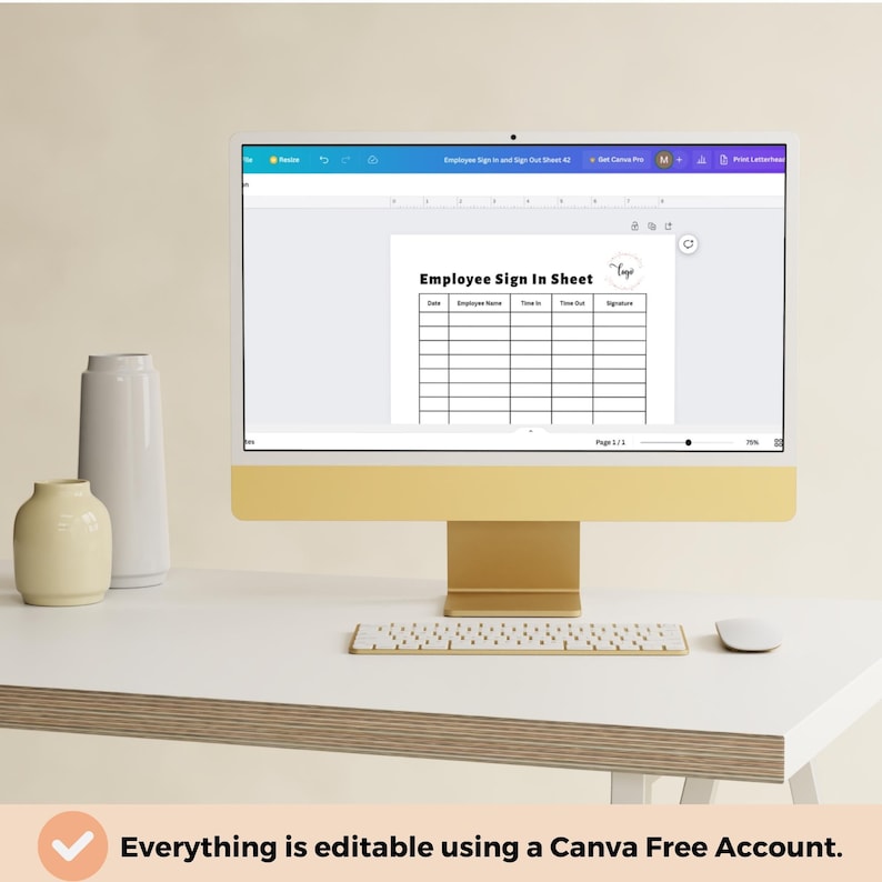 Employee Sign in Sheet With Time, Printable Sign in Sheet Template ...