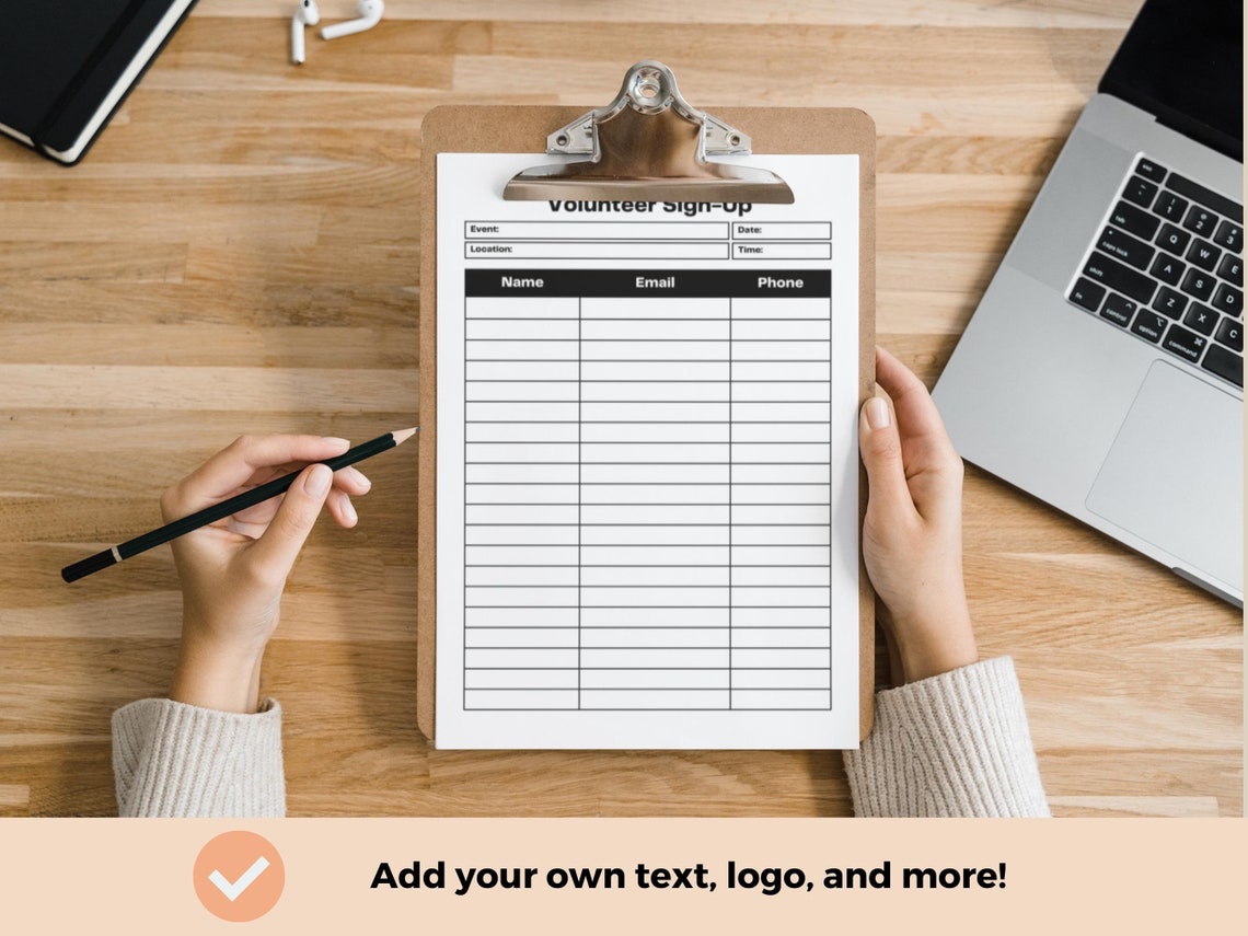 Volunteer Sign up Sheet Editable, Printable Sign up Template, Fillable ...