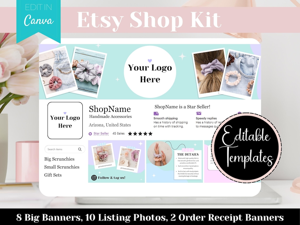 Etsy Shop Kit Aesthetic, Order Receipt Banner Templates, Etsy Shop ...