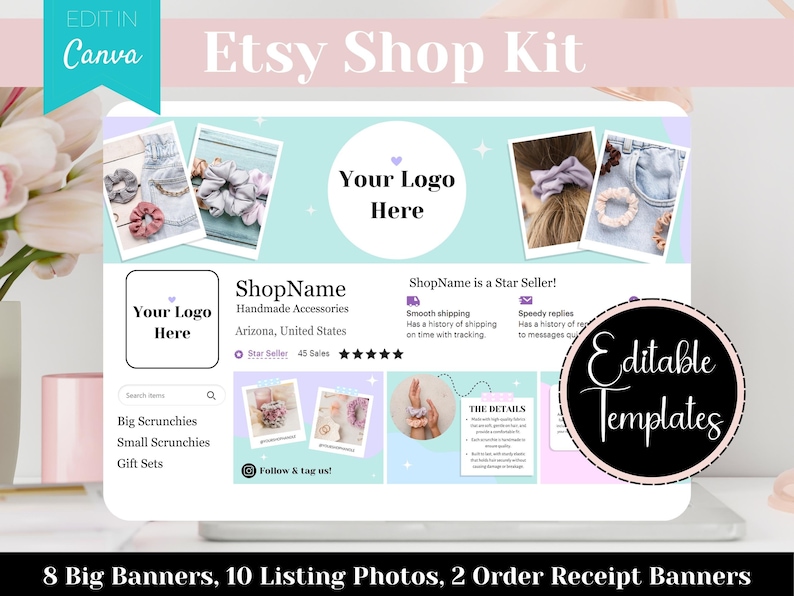 Etsy Shop Kit Aesthetic, Order Receipt Banner Templates, Etsy Shop ...