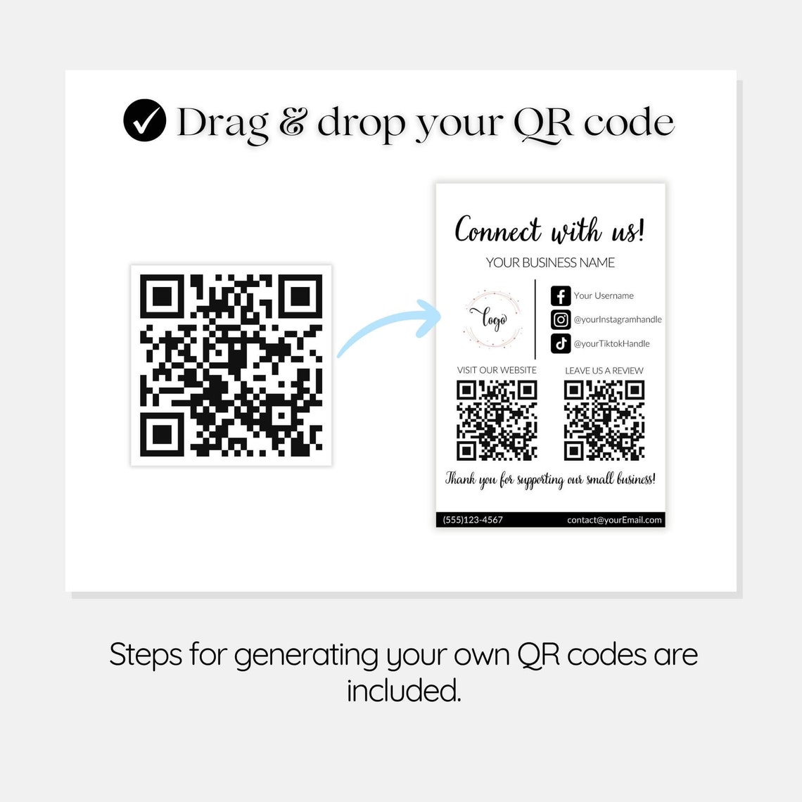 Social Media QR Code Sign Template, Small Business Sign Templates ...