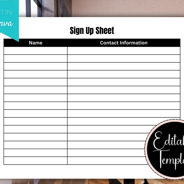 Sign in Sheet Printable - Etsy