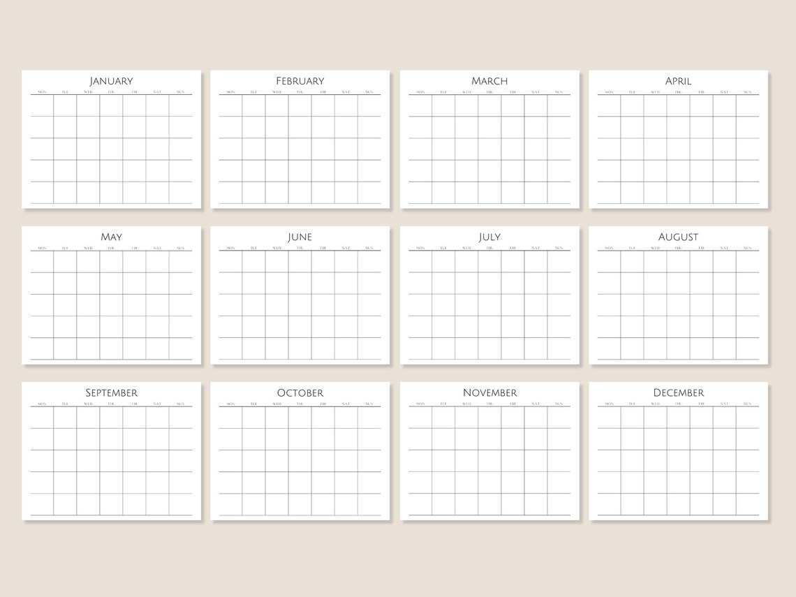 Blank Monthly Calendar Printable, Undated Monthly Calendar Printable ...