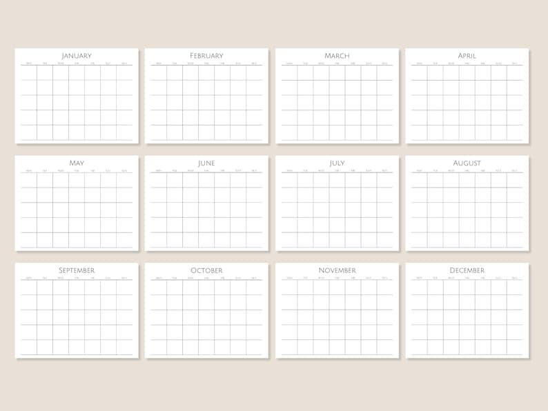 Blank Monthly Calendar Printable, Undated Monthly Calendar Printable ...