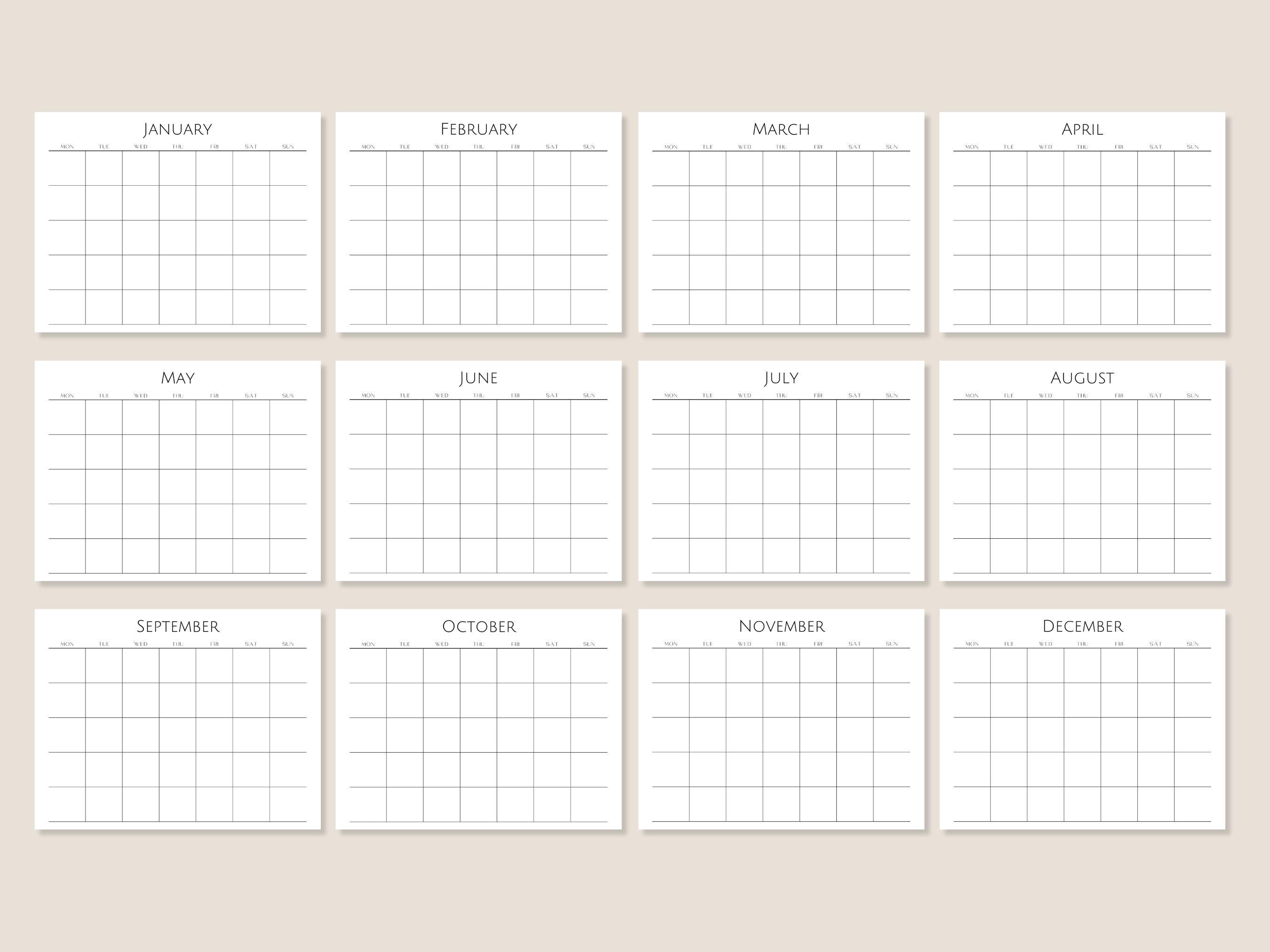 Blank Monthly Calendar Printable, Undated Monthly Calendar Printable ...