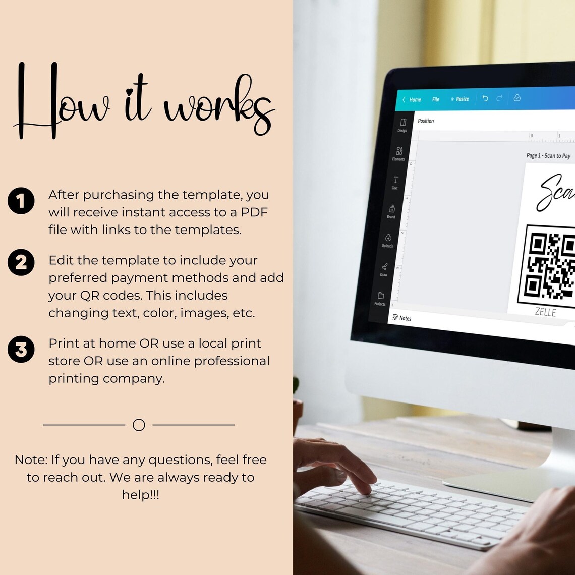 Editable Scan to Pay Template, QR Code Sign, Small Business Printable ...