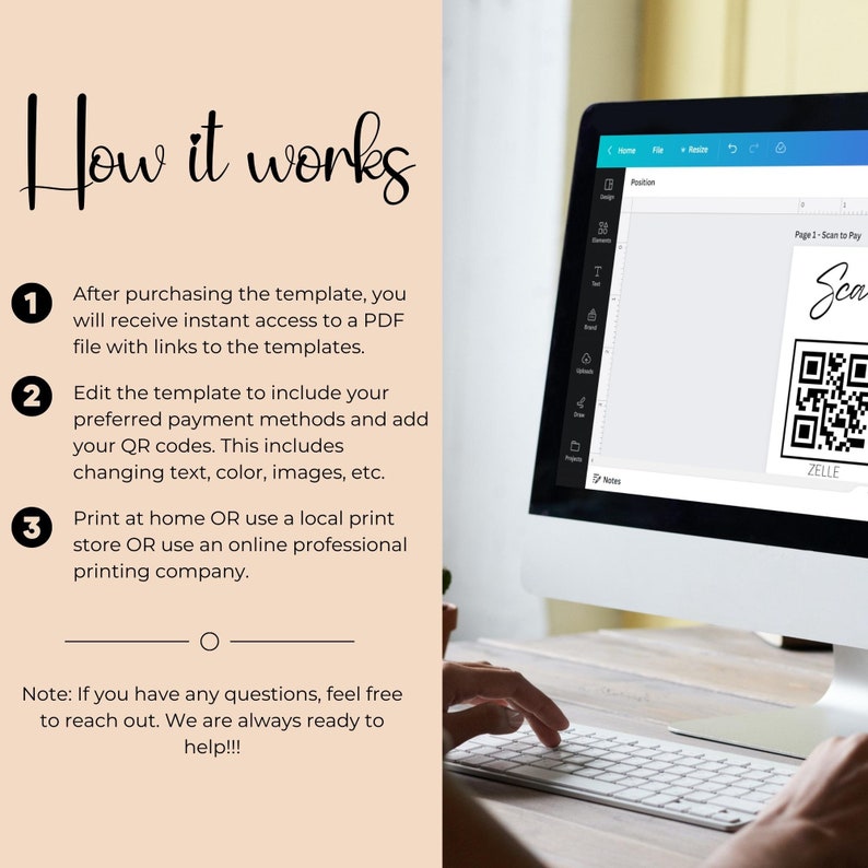 Editable Scan to Pay Template, QR Code Sign, Small Business Printable ...