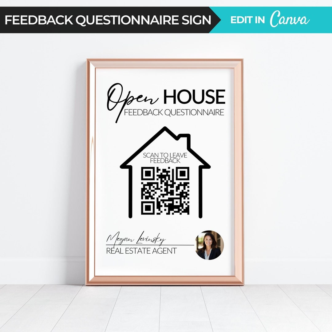 Open House Feedback QR Code, QR Code Sign Template, Printable Sign for ...