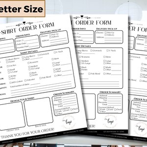 Apparel Order Form, Editable Clothing Order Form, T Shirt Order Form ...