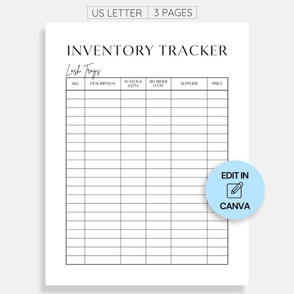Lash Inventory Template - Etsy