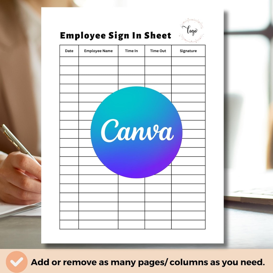 Employee Sign in Sheet With Time, Printable Sign in Sheet Template ...