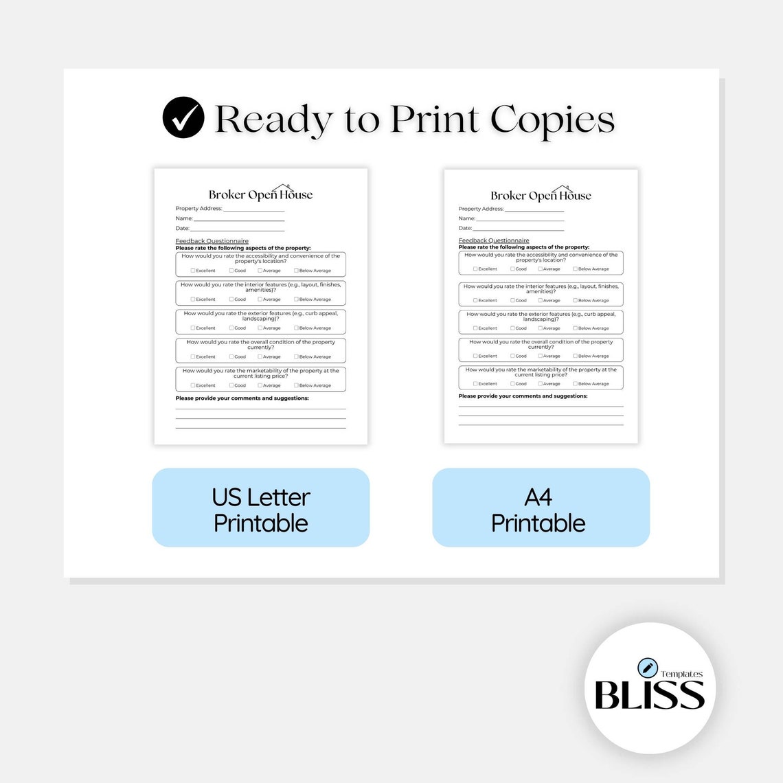 Real Estate Broker Open House Feedback Questionnaire Template ...