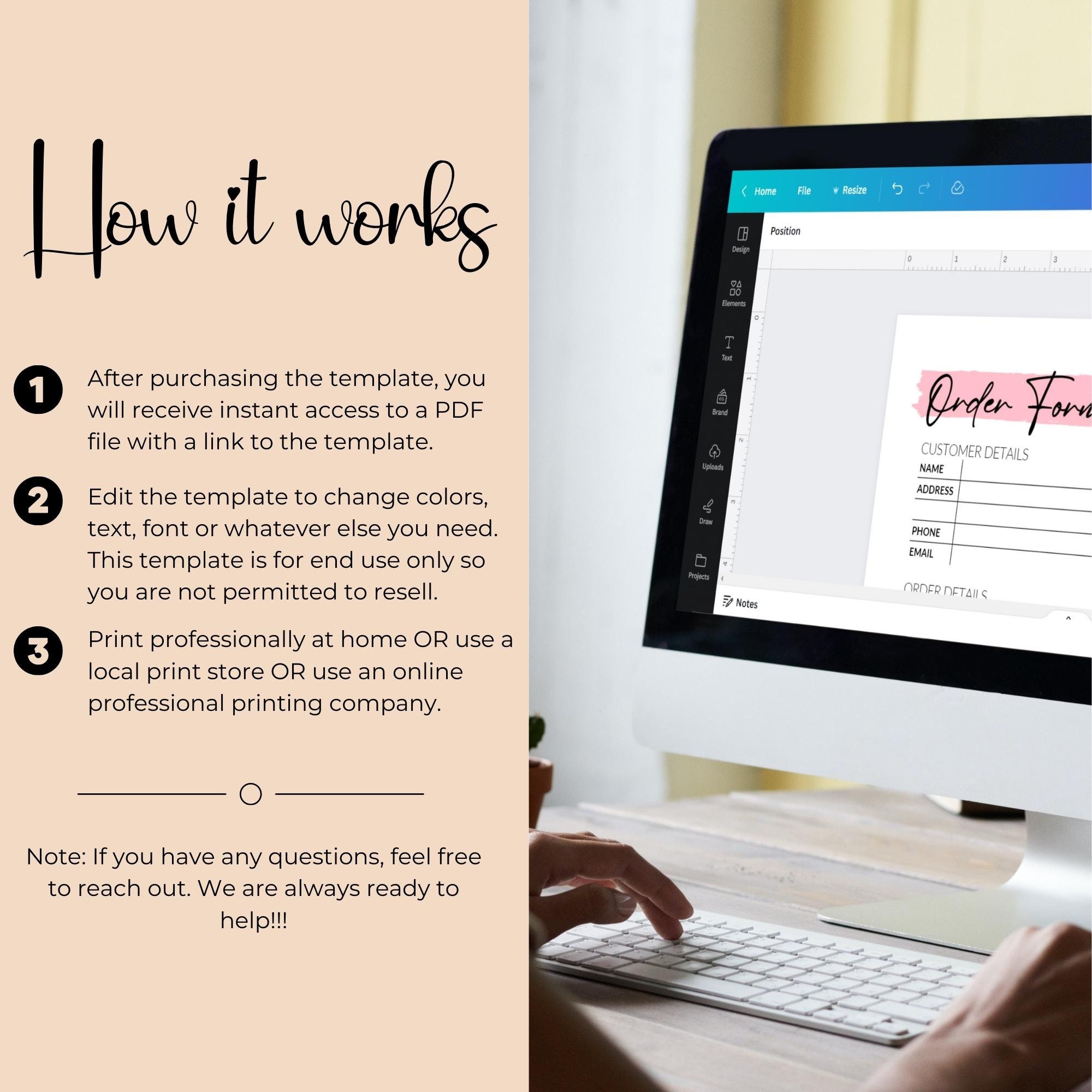 Pink Order Form Template Custom Order Form Editable Canva - Etsy Australia