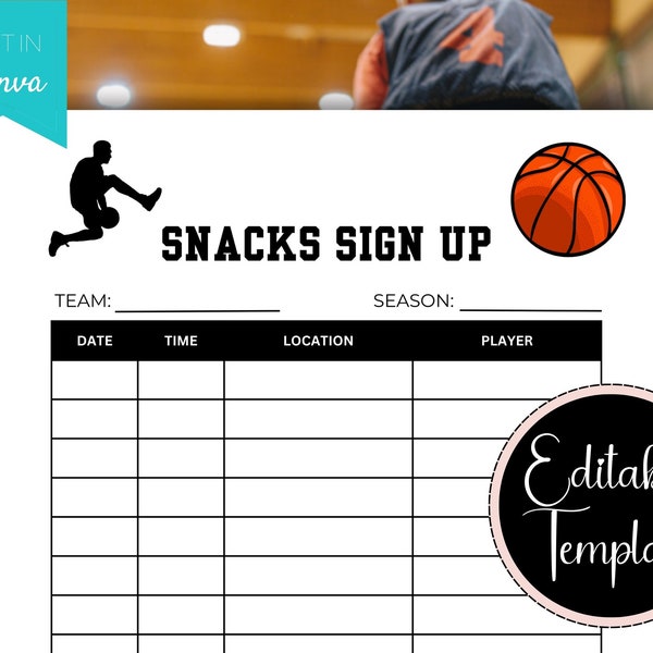 Snack Sign up Sheet - Etsy