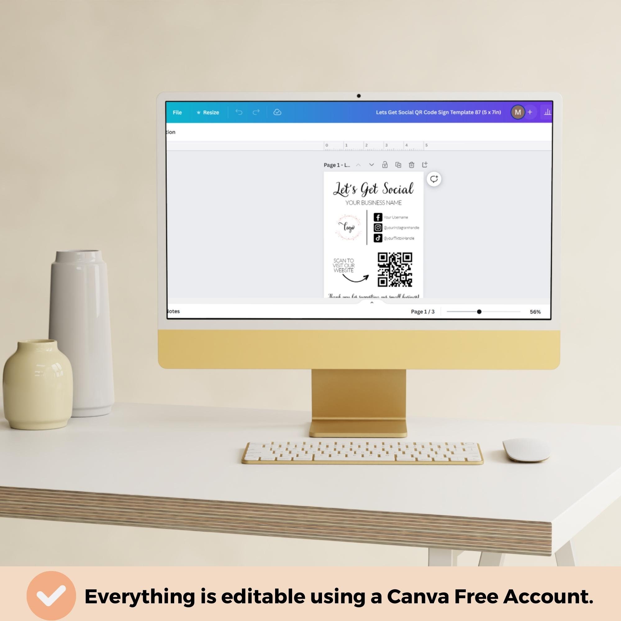 Lets Get Social QR Code Sign Template, Small Business Sign Templates ...