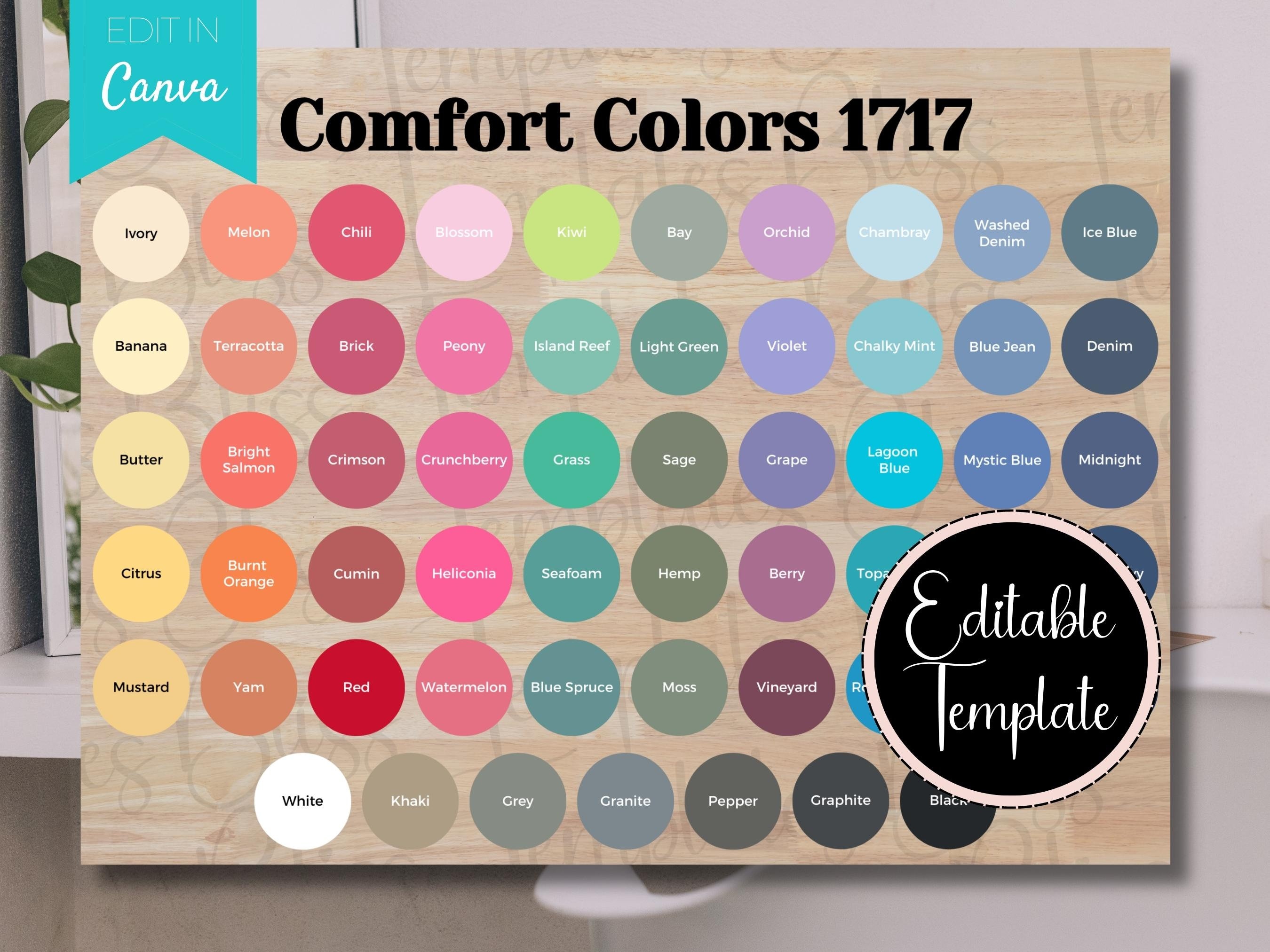 Comfort Colors Color Chart 1717, Comfort Colors C1717 Color Chart ...