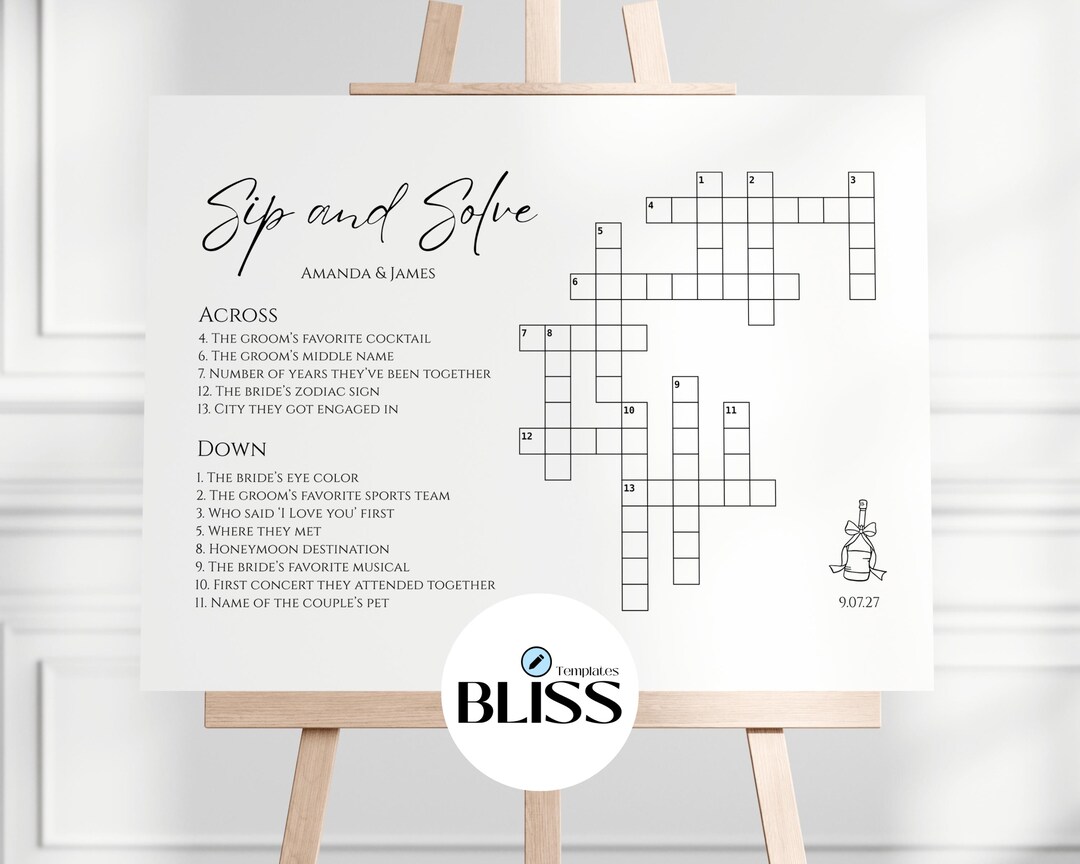 Editable Wedding Crossword Puzzle Canva Template, Customizable Template ...