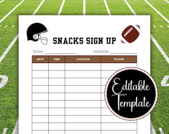 Editable Football Snack Sign up Sheet Game Day Schedule Canva - Etsy